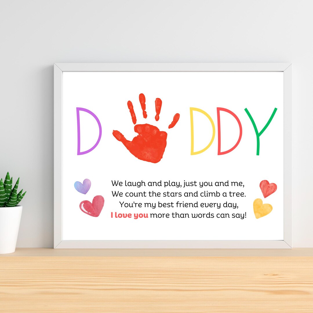 Poem for Dad Handprint Craft, Handprint Art for Fathers Day, Handprint ...