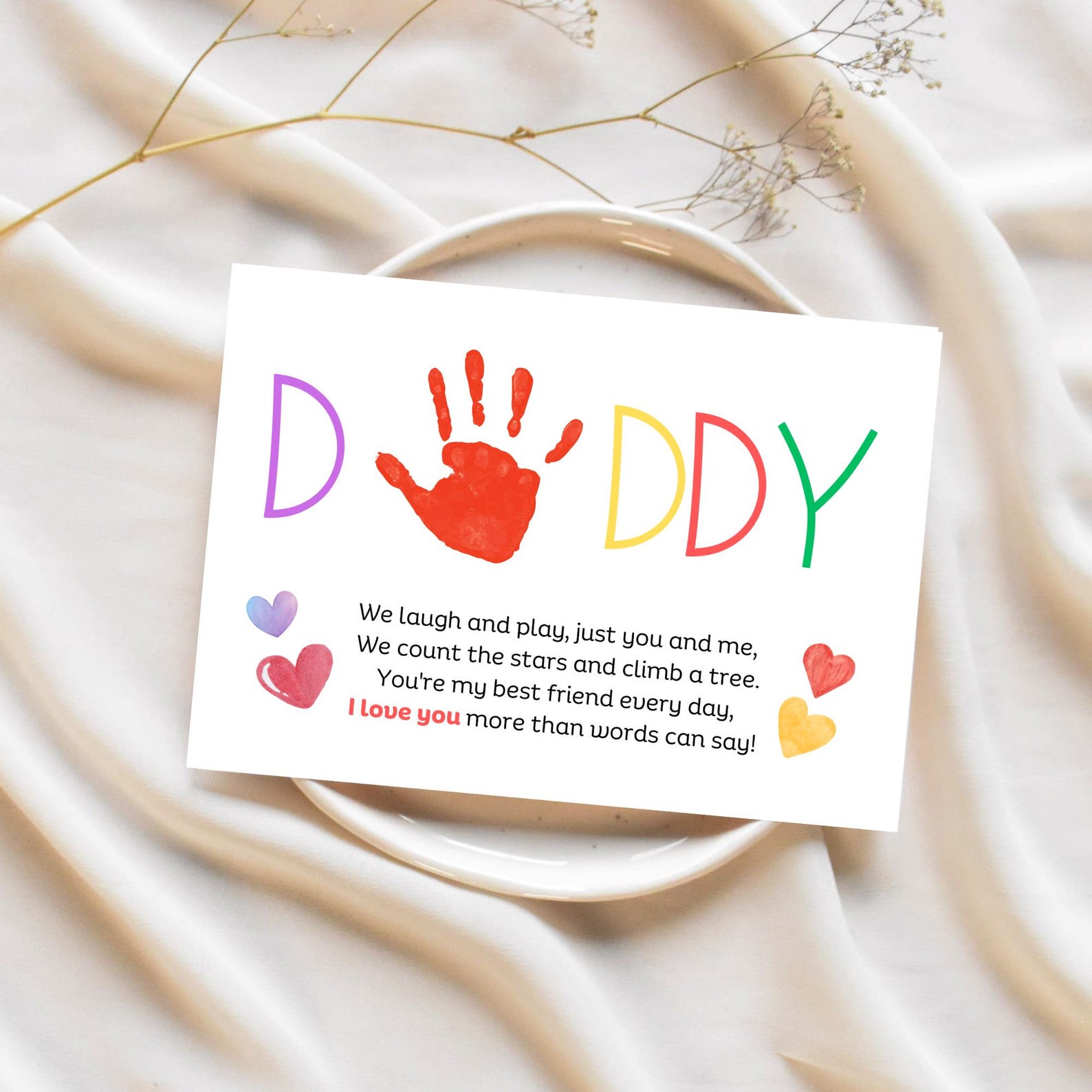 Poem for Dad Handprint Craft, Handprint Art for Fathers Day, Handprint ...