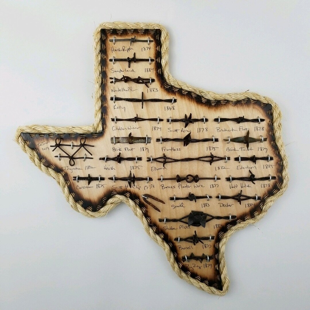 Large Antique Barbed Wire Display TEXAS 23 Cuts of Authentic Barbwire ...