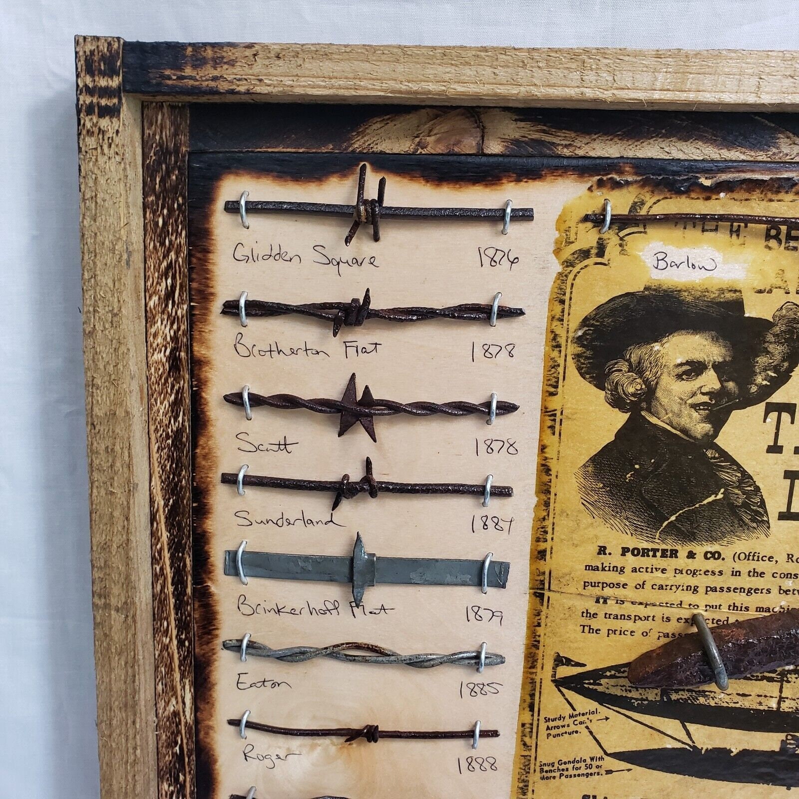 Antique Barbed Wire Display 1800s Ad Railroad Authentic Barbwire ...