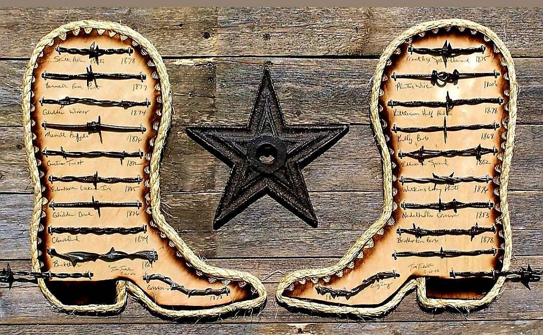 Set of 2 ANTIQUE Barbed Wire Pair of Boots Rustic Displays - Etsy