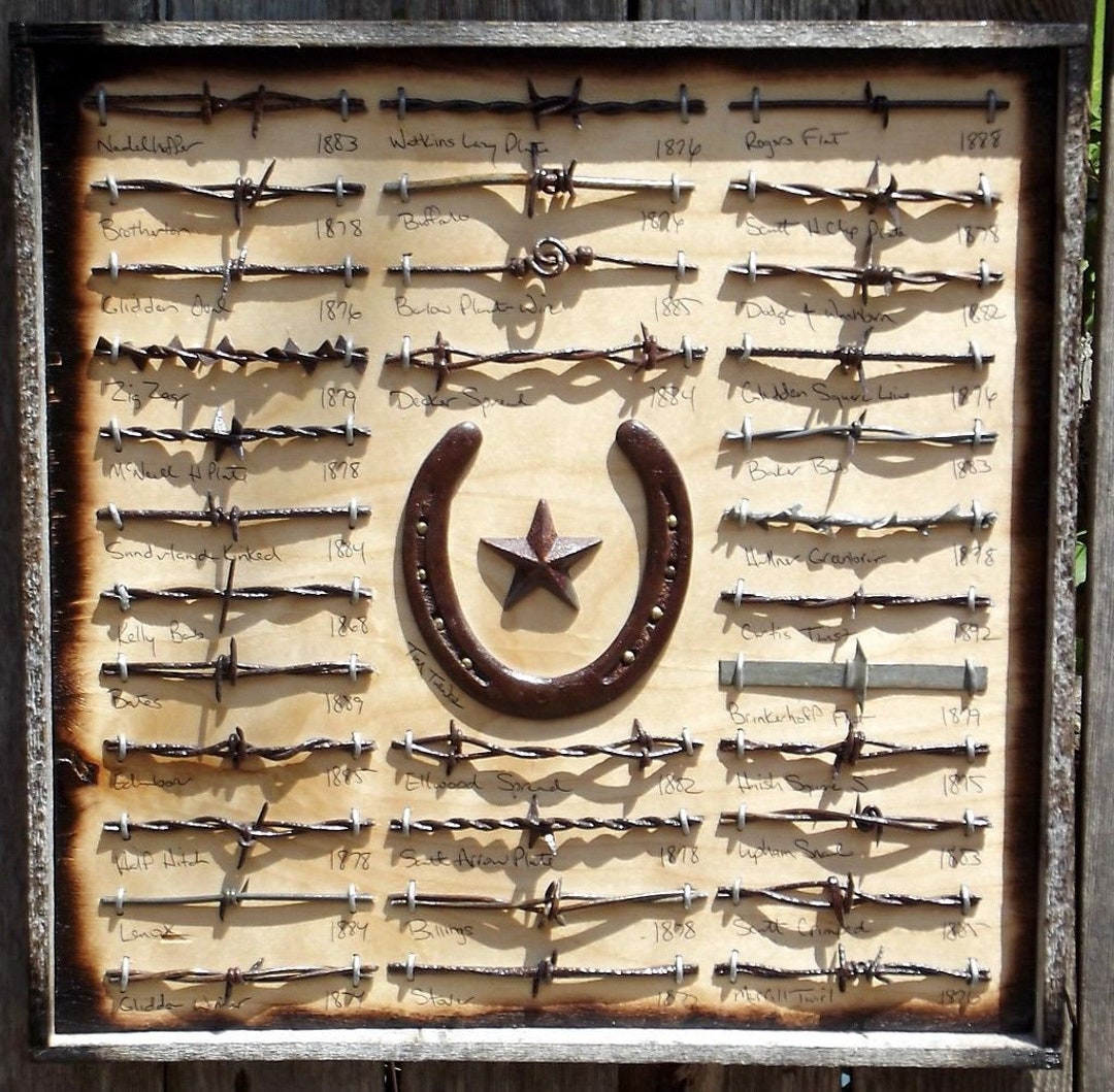 Rustic Antique Barbed Wire Display 32 Wire Framed Collection - Etsy