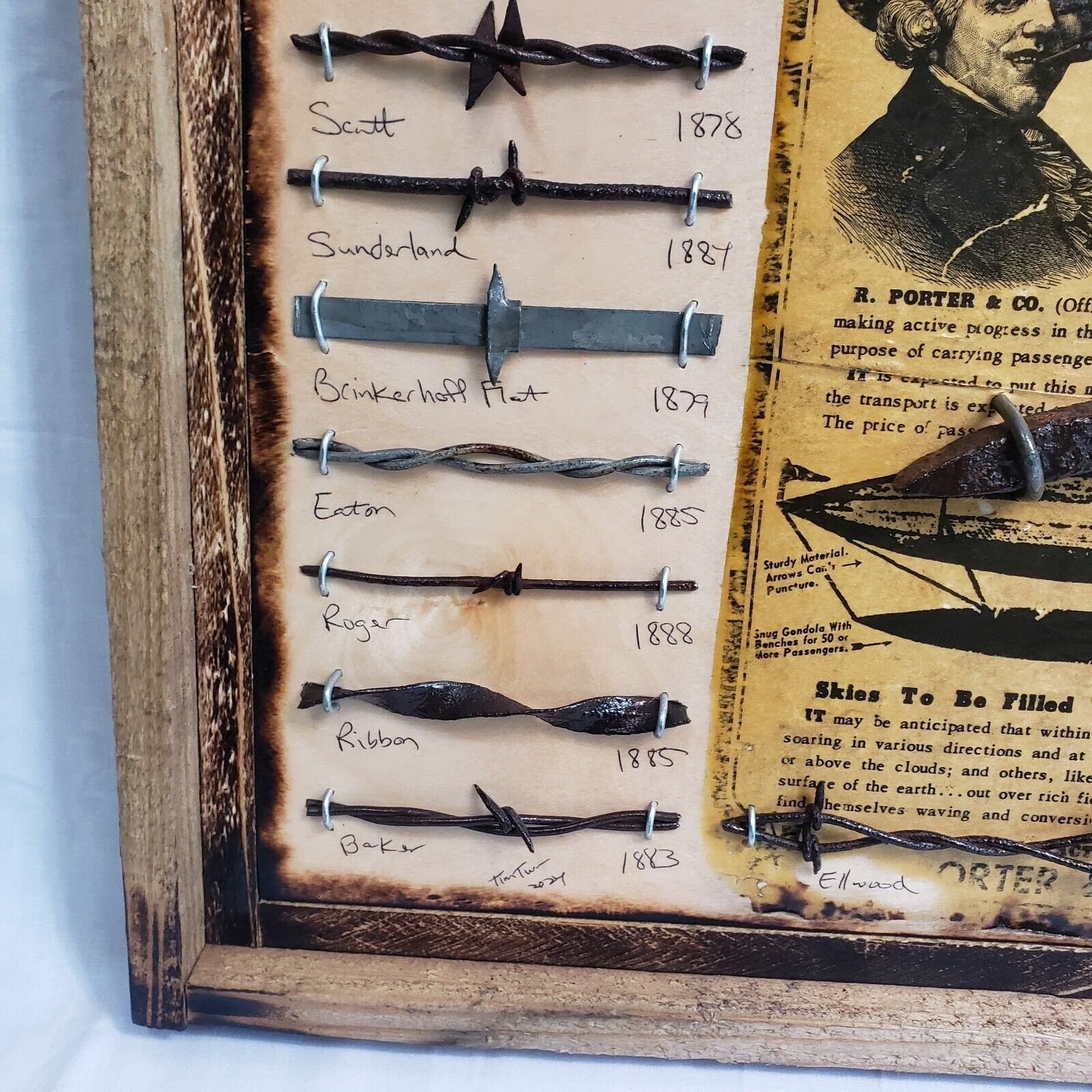 Antique Barbed Wire Display 1800s Ad Railroad Authentic Barbwire ...