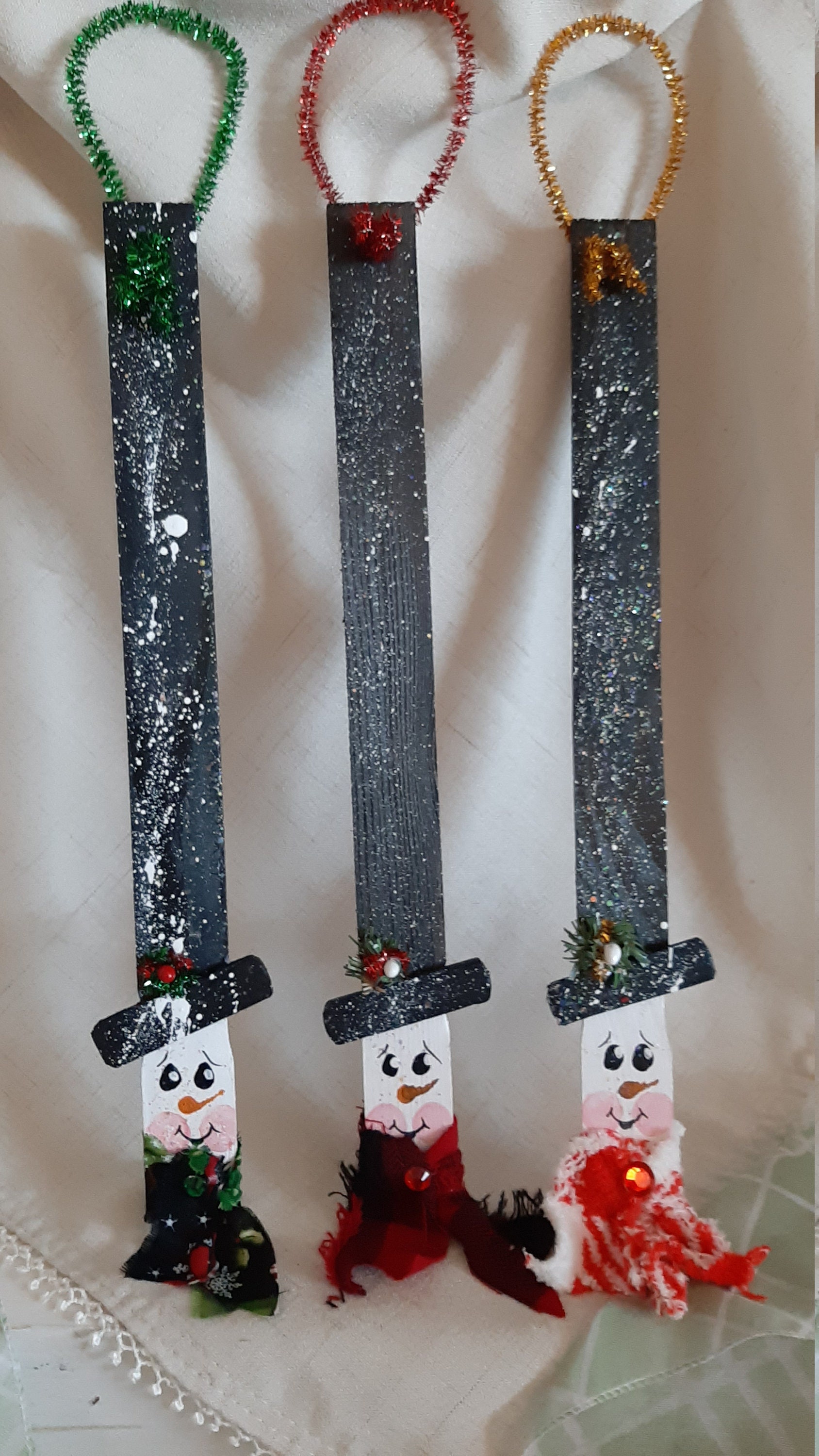 Qty 3 Hand-painted Wooden Snowman Sticks FREE SHIPPING - Etsy
