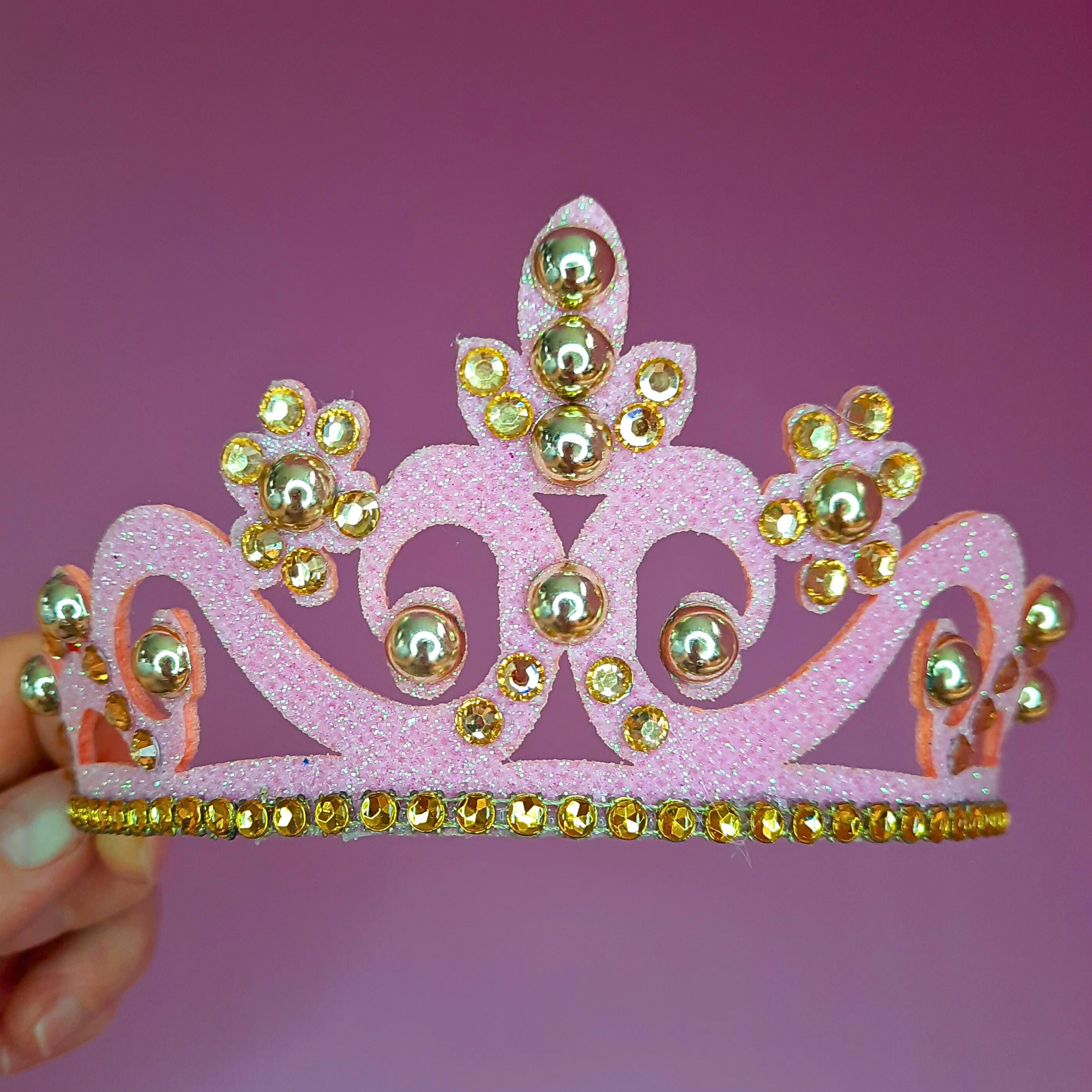 Princess Crown Gold Tiara Royal Crown Baby Crown Handmade Pink Crown ...