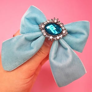 Light Blue Velvet Hair Bows Blue Velvet Barrette Hair Accessories for ...
