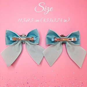 Light Blue Velvet Hair Bows Blue Velvet Barrette Hair Accessories for ...