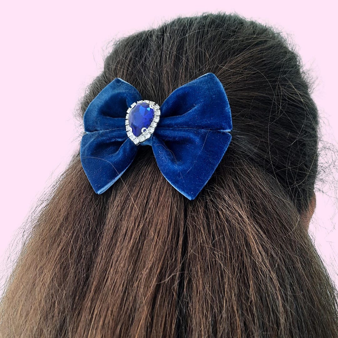 Dark Royal Blue Velvet Hair Bows Cute Hairclips Velvet Barrette Hair ...
