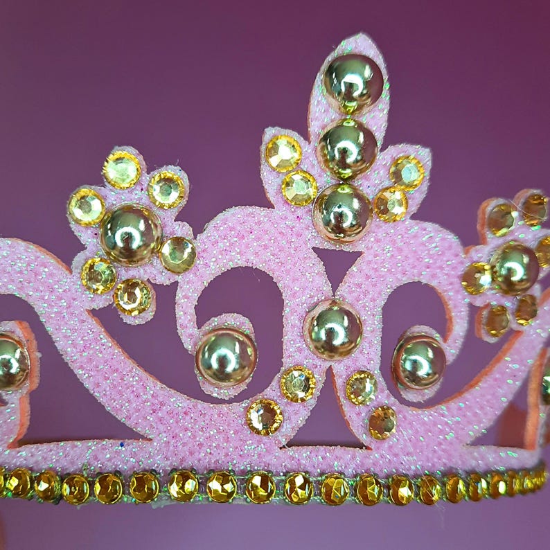 Princess Crown Gold Tiara Royal Crown Baby Crown Handmade Pink Crown ...