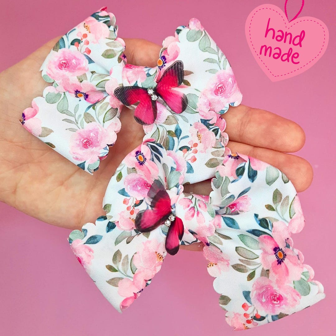 Hair Bow Floral Butterfly Handmade Flower Girl Bows Hair Accessory Hair ...