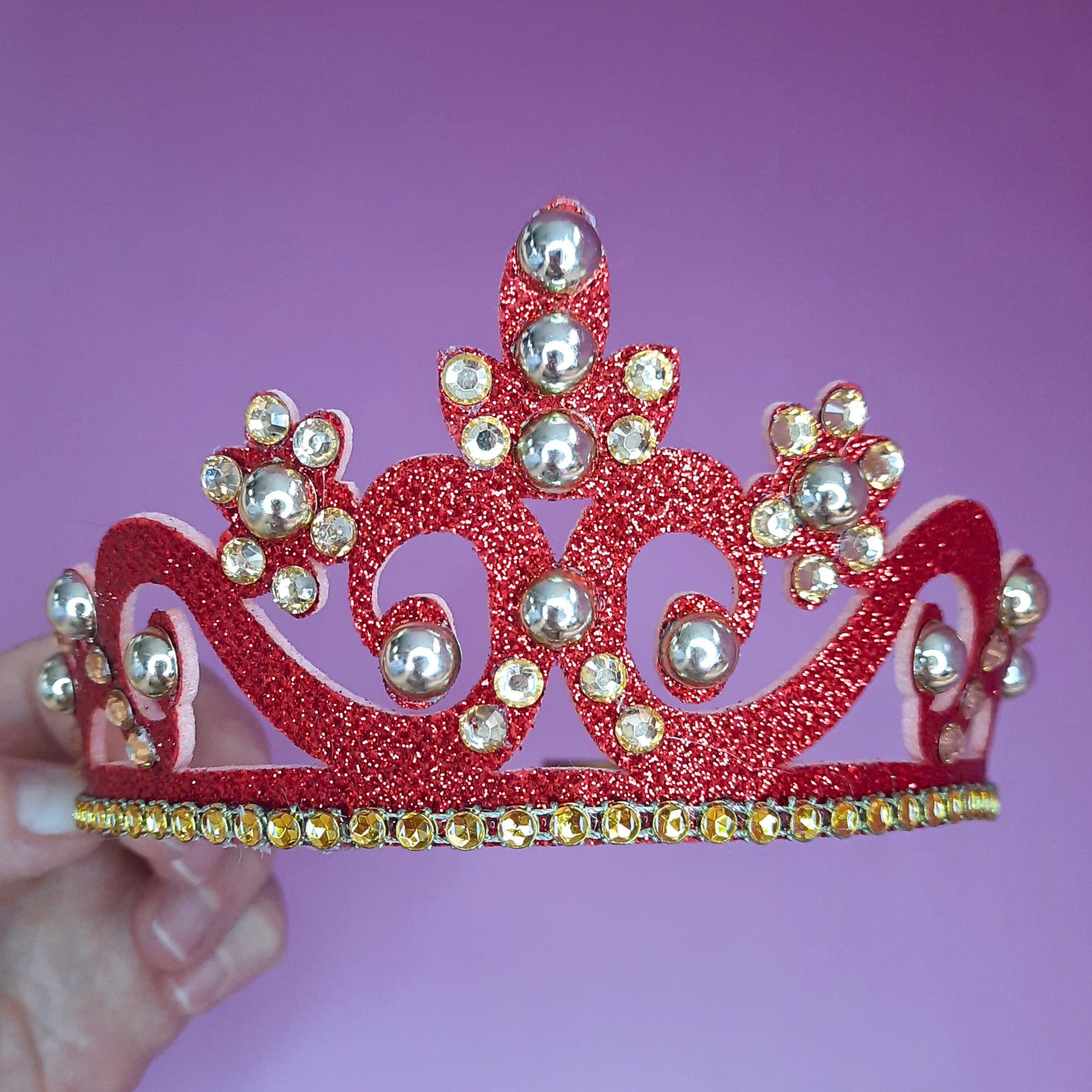 Princess Crown Gold Tiara Royal Crown Baby Crown Handmade Pink Crown ...