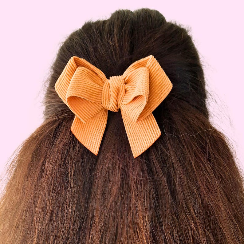 Mustard Yellow Corduroy Hair Bows Cute Hairclip Corduroy Hair Clips ...