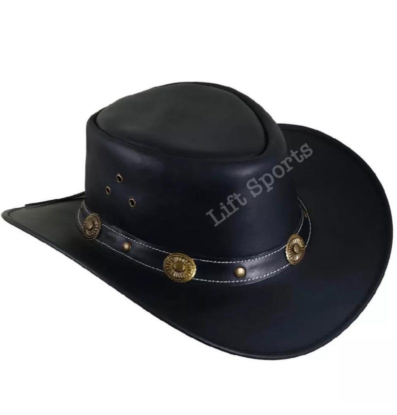 Hand Made Men's Black Stylish Cowboy Hat Western Original Cow Hide ...