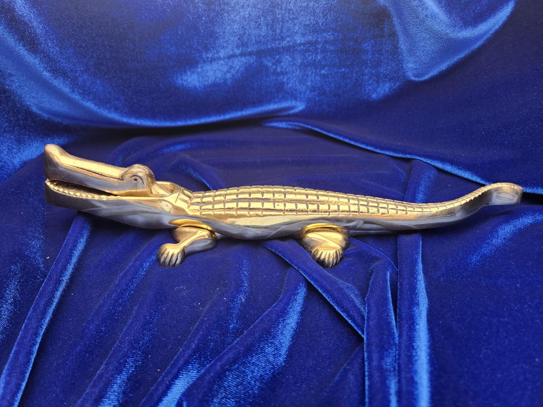 Vintage Solid Brass Alligator/ Crocodile Nutcracker 12 Long - Etsy