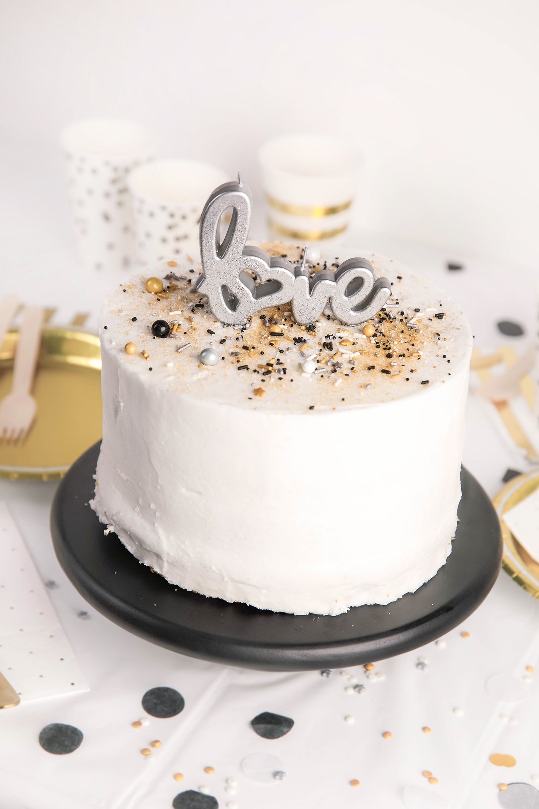 LOVE Script Candle and Cake Topper for Wedding Cakes, Bridal Shower ...