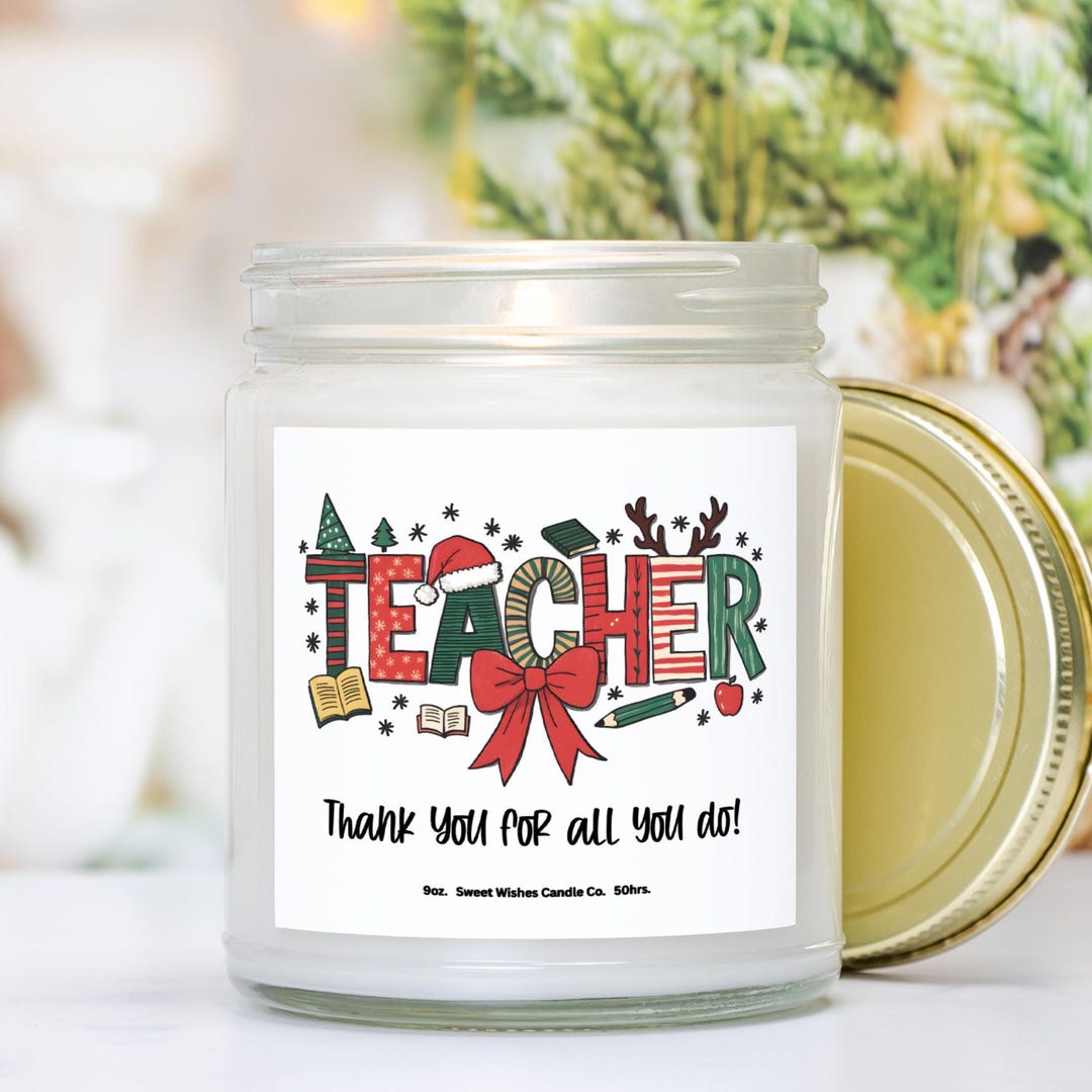 Teacher Christmas Candle Gift, Teacher Holiday Gift, Thank You Teacher ...
