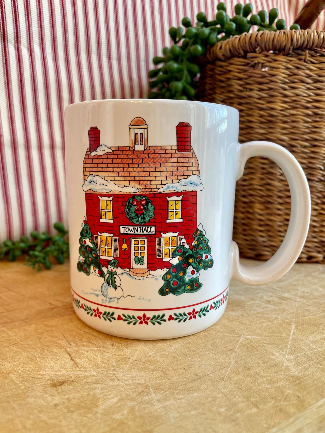 Vintage Winter Town Hall Mug - Etsy