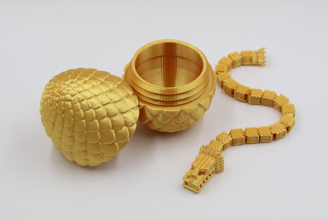3D Printed Traditional Articulated Blocky Dragon and Egg Set - Etsy