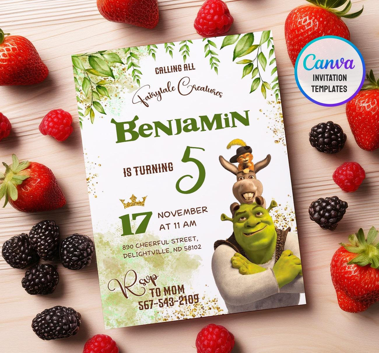 Shrek Birthday Invitation, Printable Shrek Invitation, Fiona Party ...