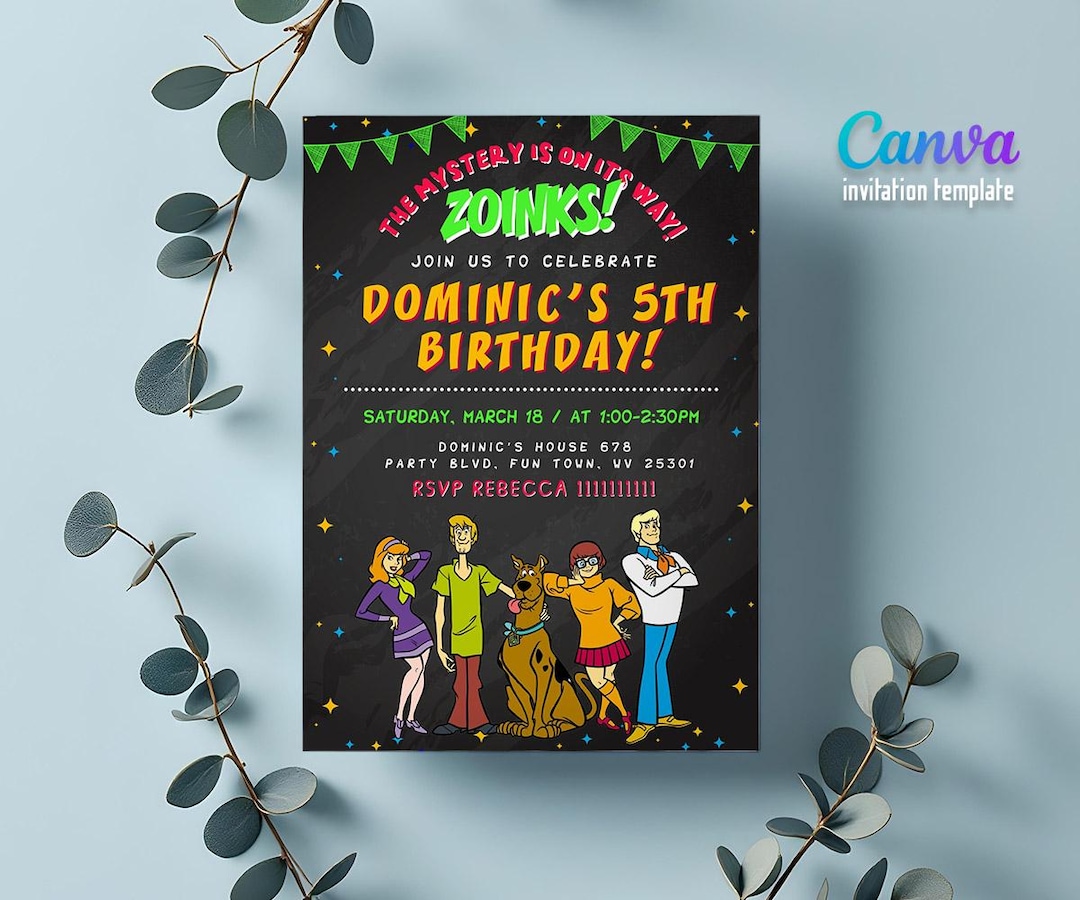 Printable Birthday Invitation, Scooby Doo Invitation, Editable Invite ...