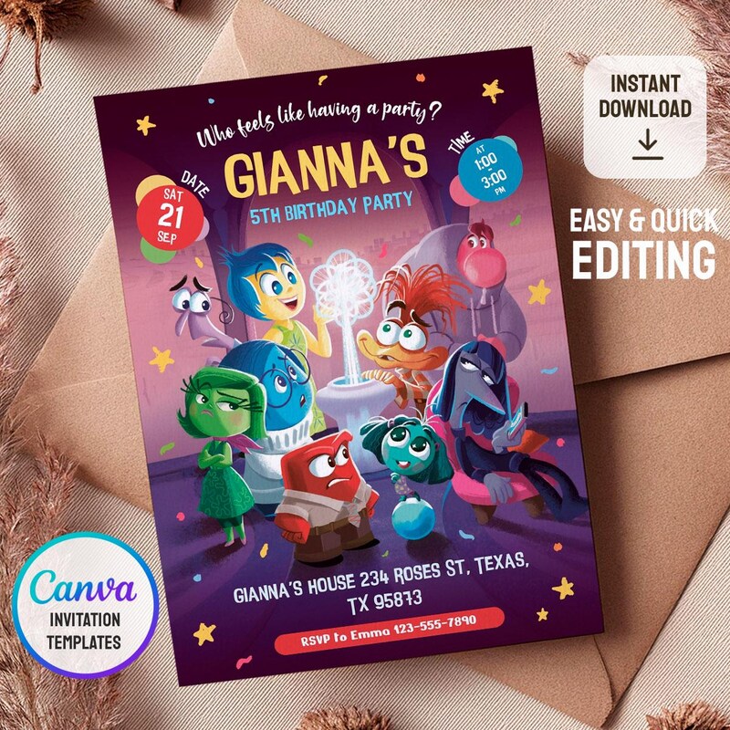 Inside Out Invite - Etsy