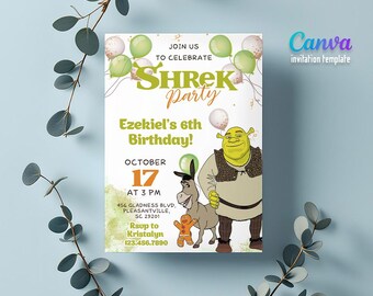 Shrek Birthday Invitation, Printable Shrek Invitation, Fiona Party ...