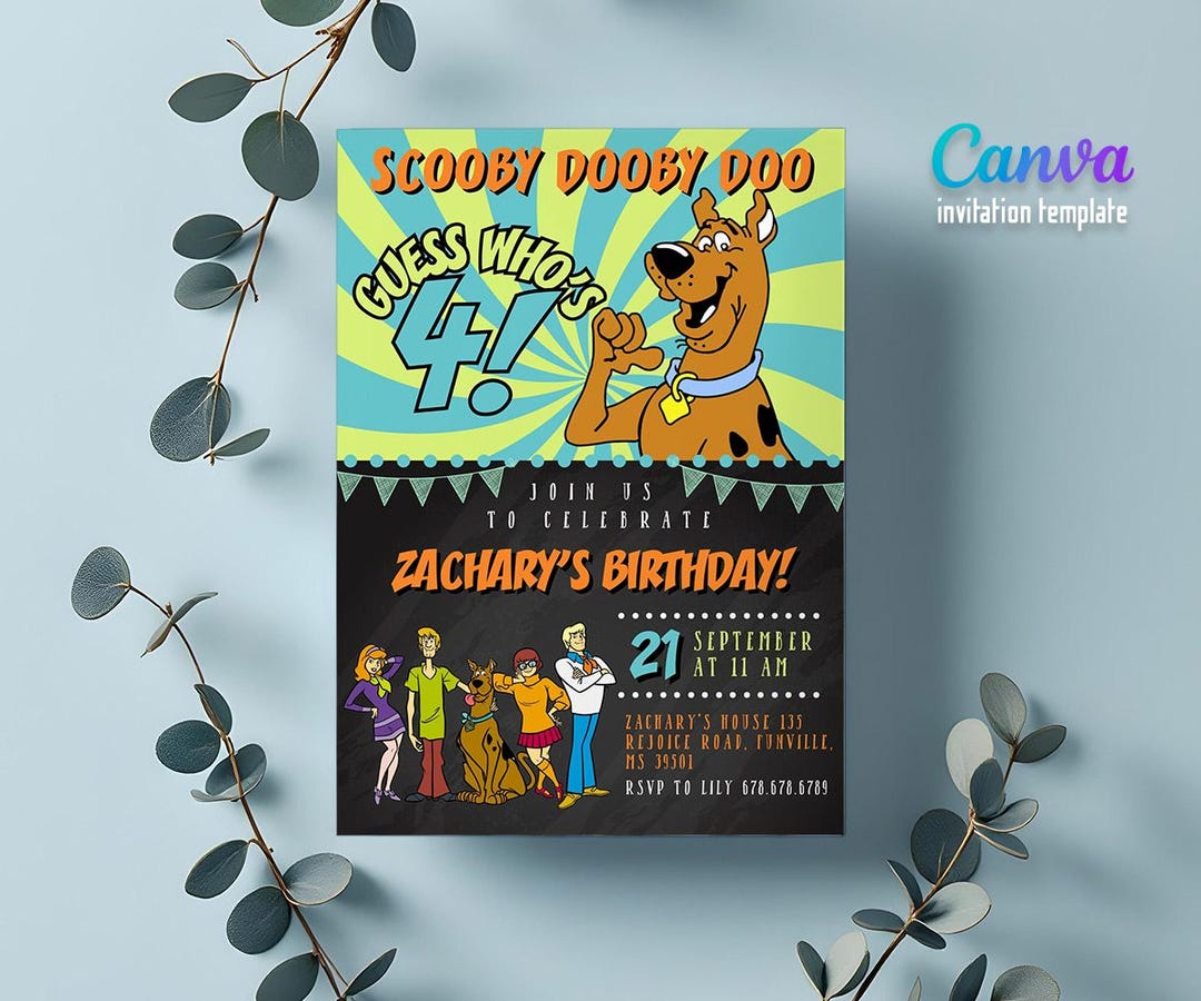 Printable Birthday Invitation, Scooby Doo Invitation, Editable Invite ...