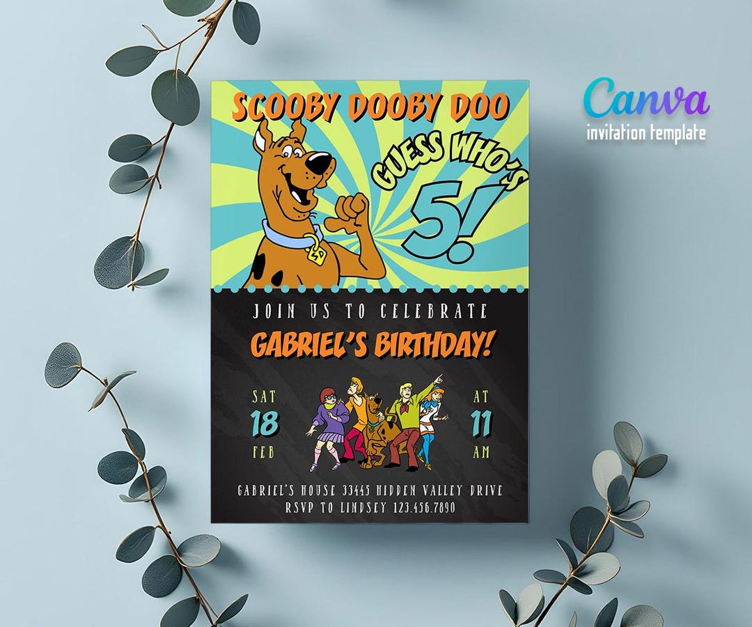 Printable Birthday Invitation, Scooby Doo Invitation, Editable Invite ...