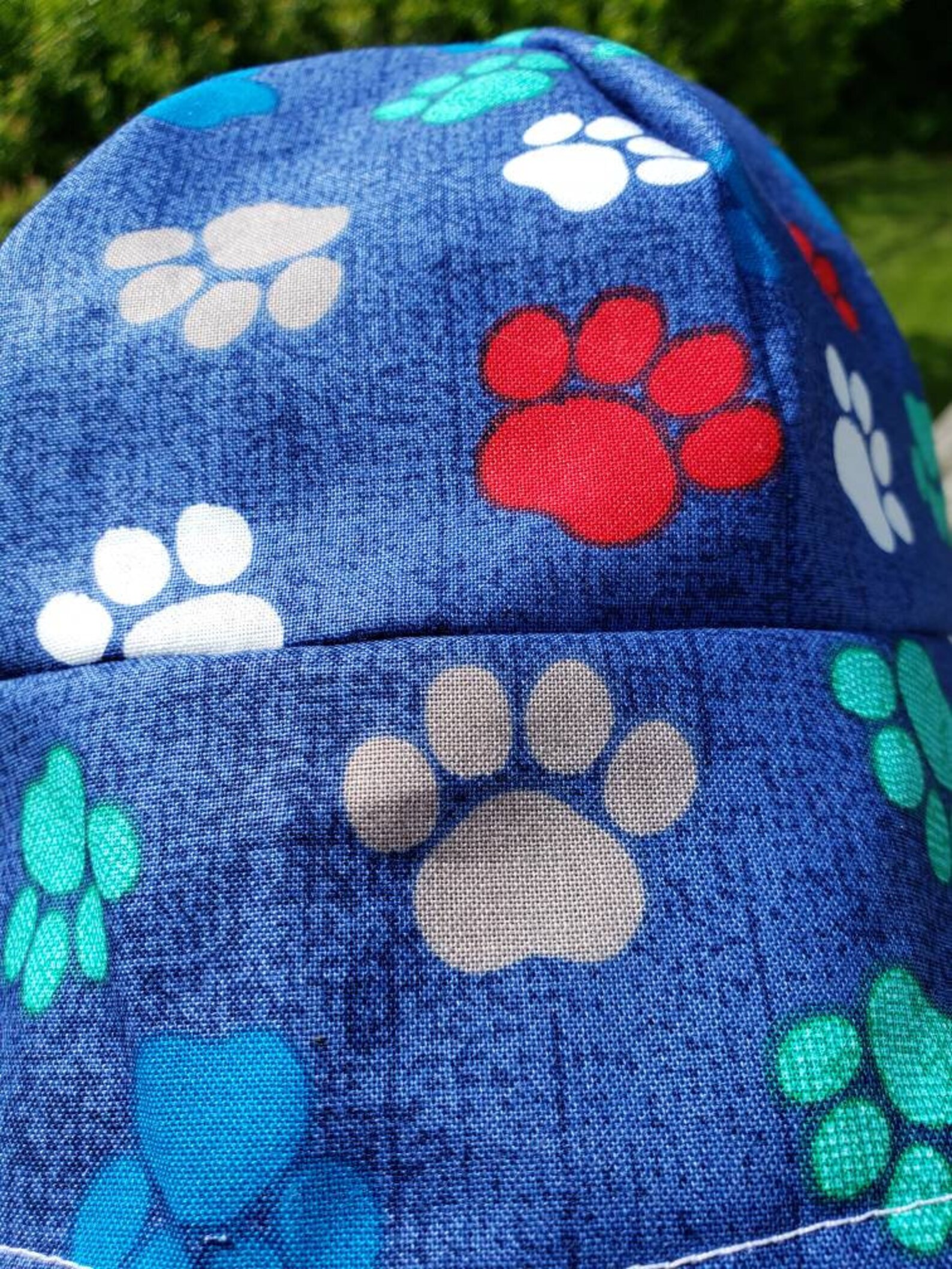 Reversible Cotton Bucket Hat Plaid Puppy and Paw Pattern - Etsy