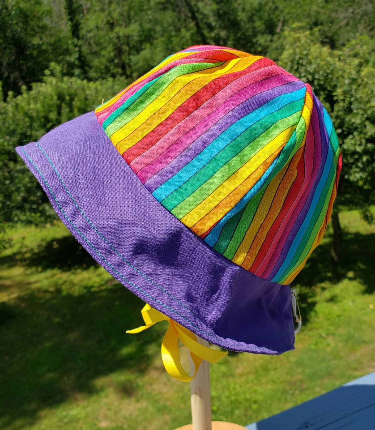 Rainbow Bucket Hat With Tie - Etsy
