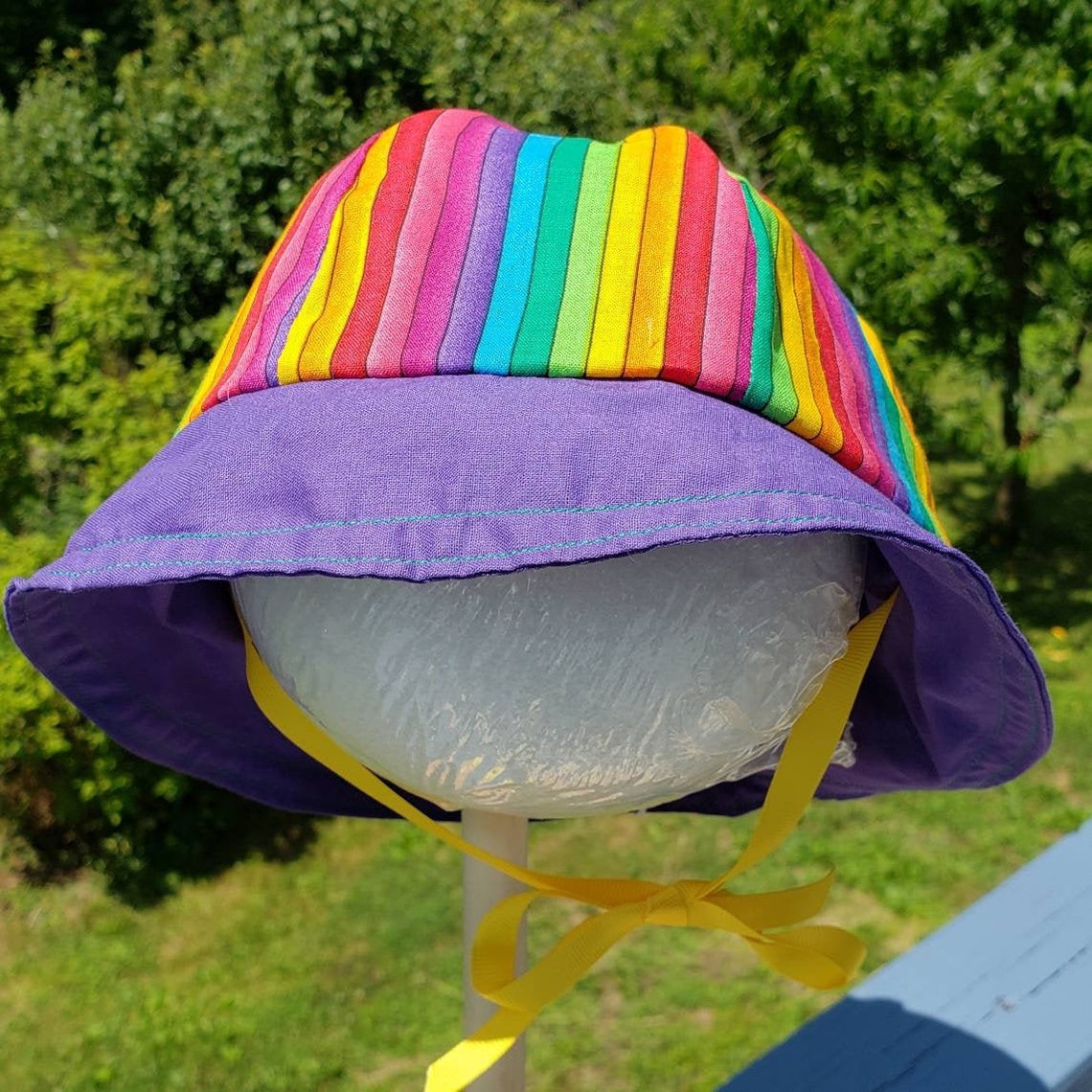 Rainbow Bucket Hat With Tie - Etsy