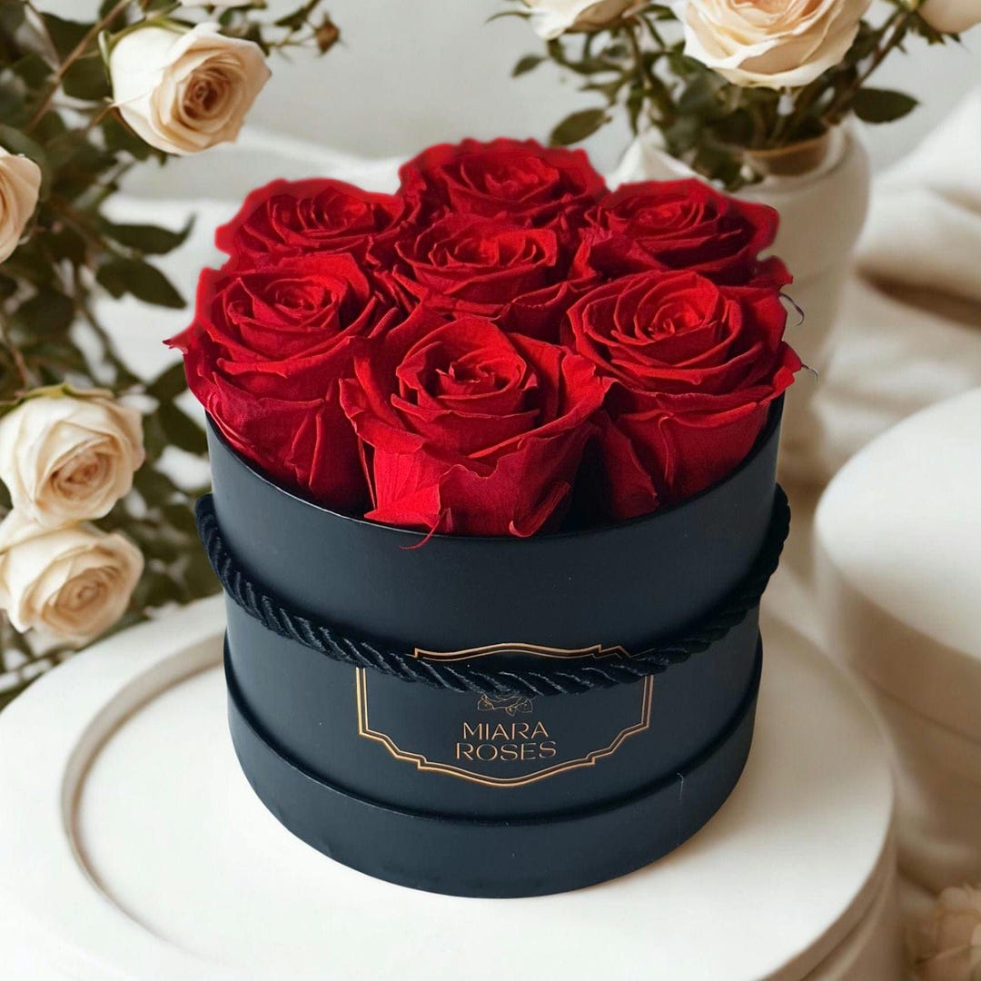 Finally! Natural Roses That Dont Wilt- 7 Preserved Roses in Round Box ...