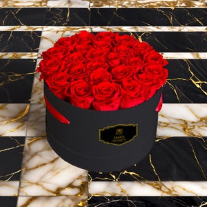 25 Preserved Roses in Elegant Round Box, Natural Eternity Roses Last ...