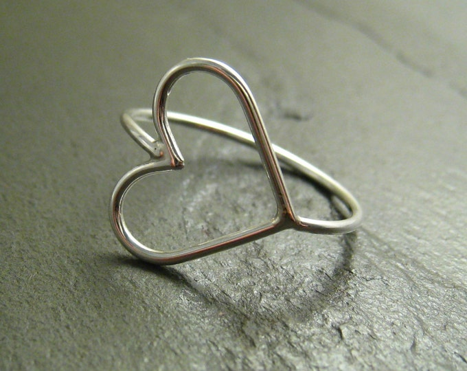 Sterling Silver Ring Open Sideways Heart Simple Modern - Etsy