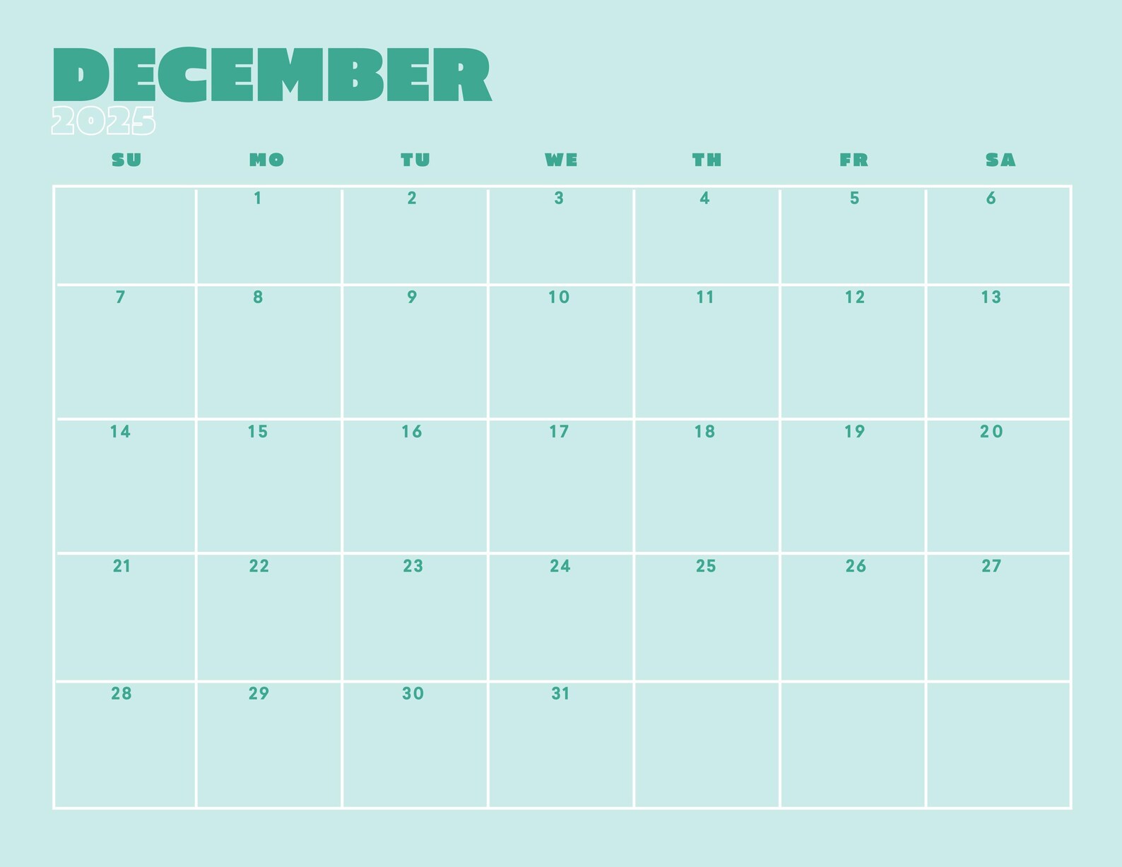 2025 Printable Calendar (horizontal) 12 Month - Etsy