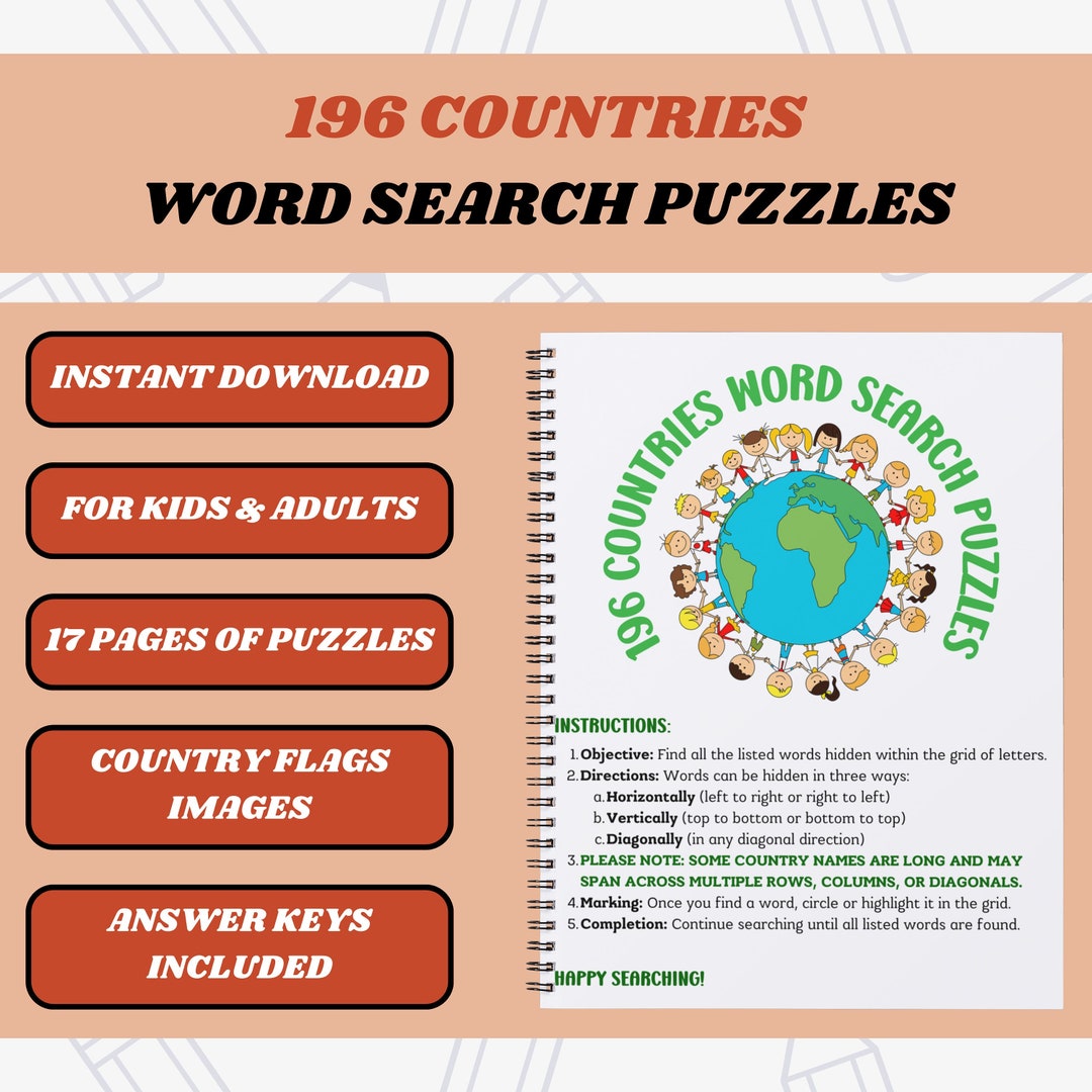 Countries Word Search Puzzles | Around the World Word Search | Country ...