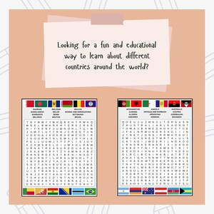 Countries Word Search Puzzles | Around the World Word Search | Country ...