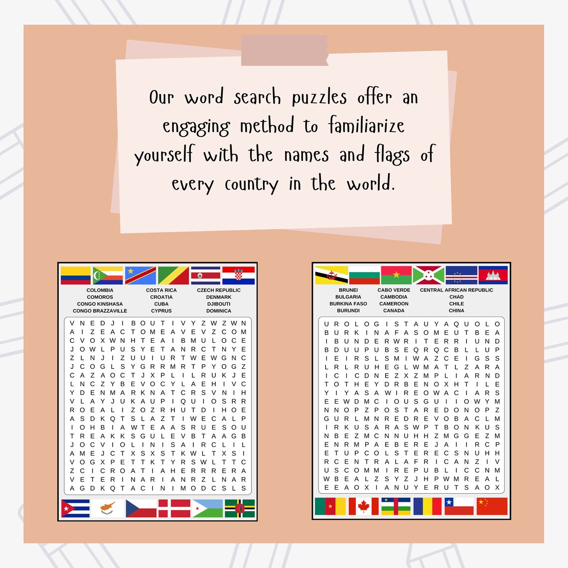 Countries Word Search Puzzles | Around the World Word Search | Country ...