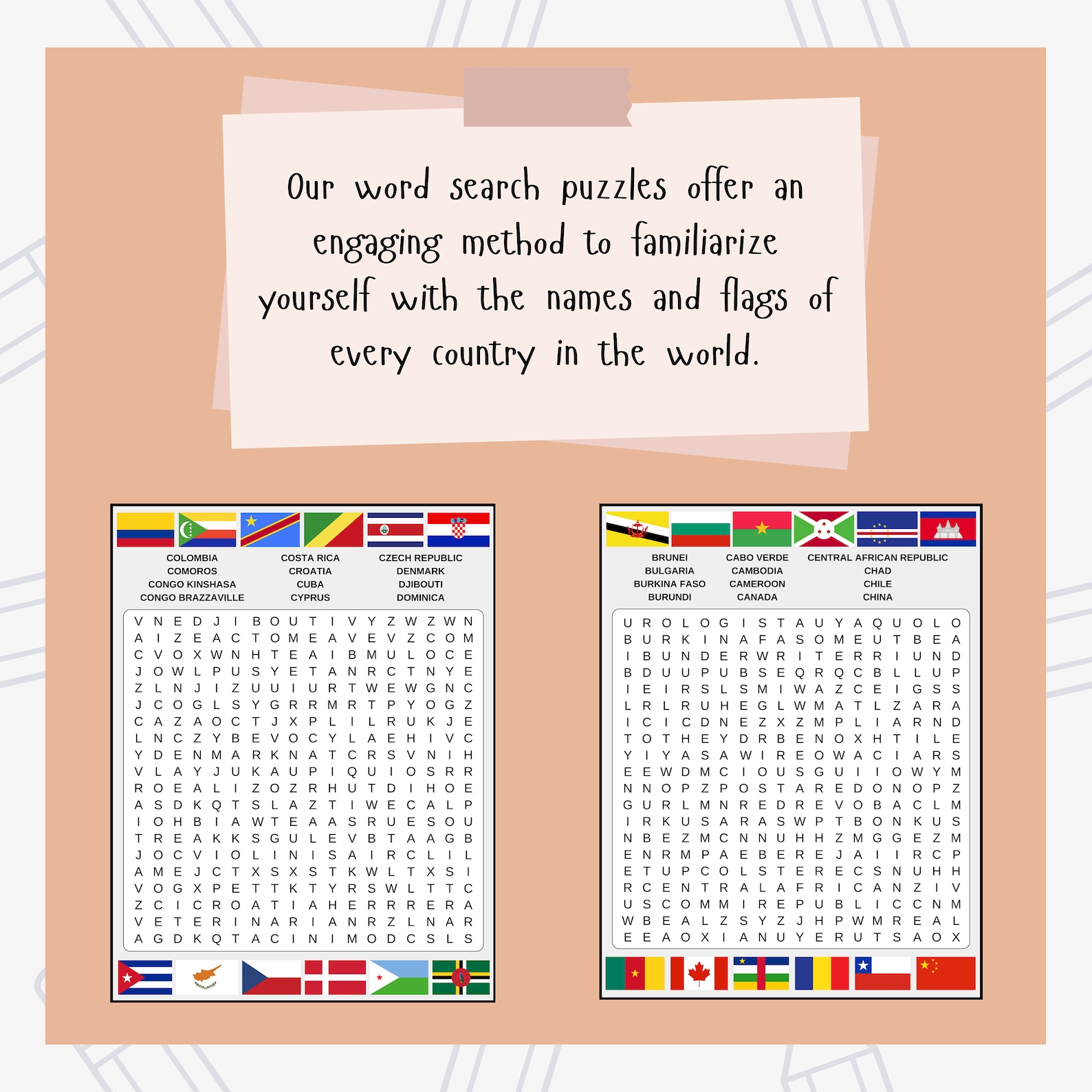 Countries Word Search Puzzles | Around the World Word Search | Country ...