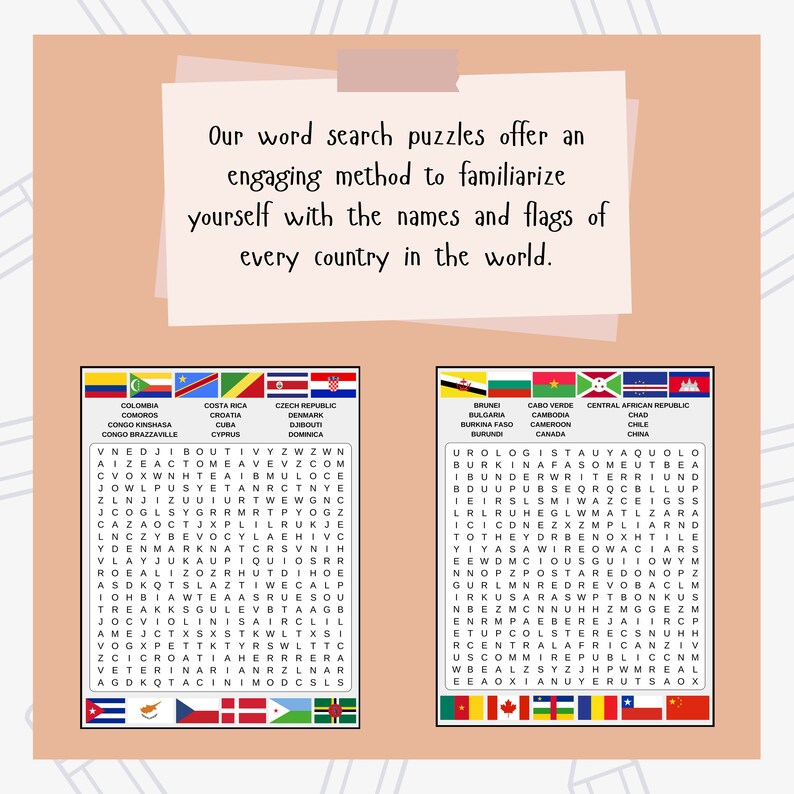 Countries Word Search Puzzles | Around the World Word Search | Country ...