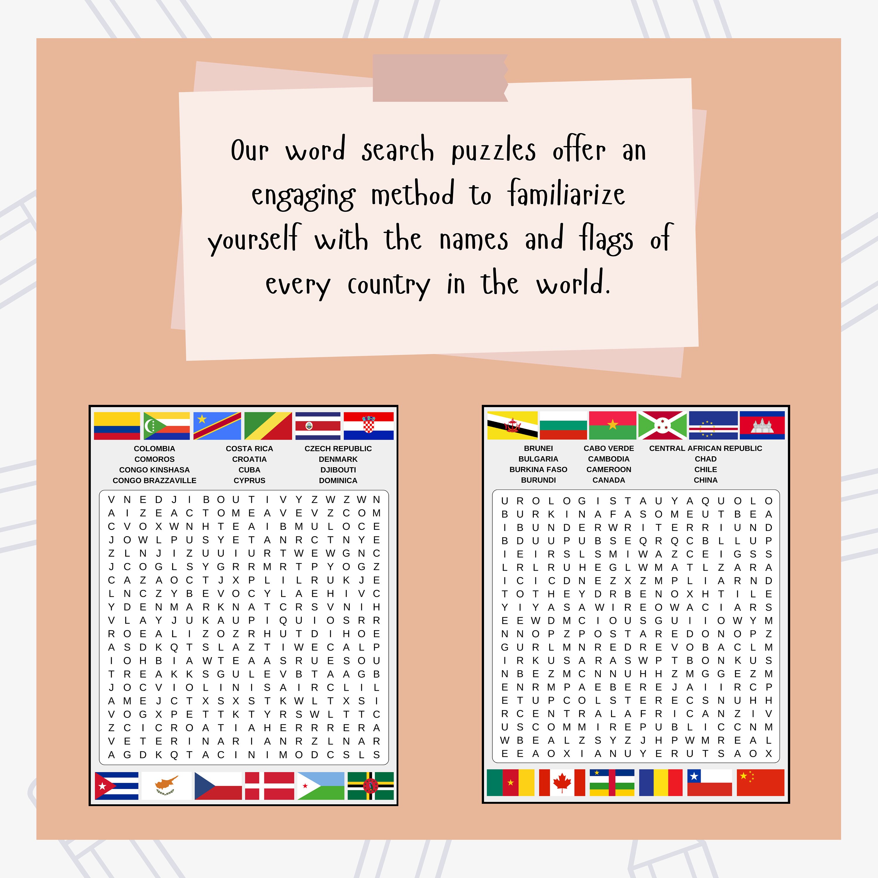 Countries Word Search Puzzles | Around the World Word Search | Country ...