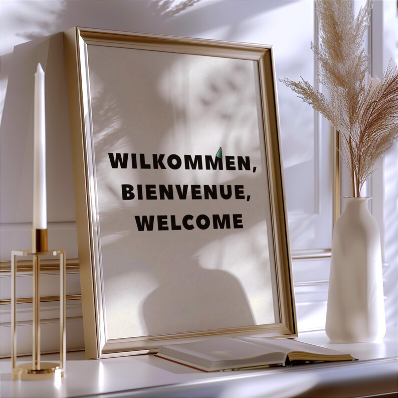 Wilkommen Bienvenue Welcome Sign: Minimalist Theatre Print (digital ...
