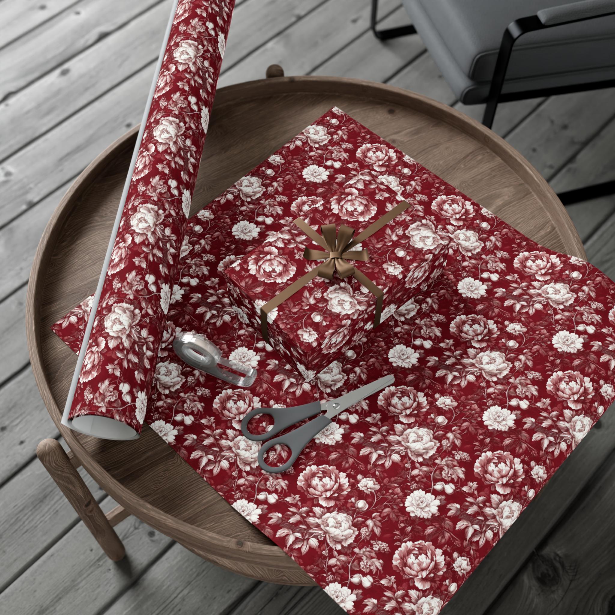 Floral Toile De Jouy Gift Wrapping Paper Roll Elegant Premium Quality ...