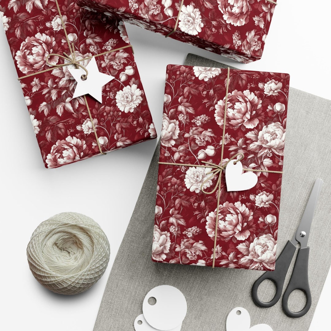 Floral Toile De Jouy Gift Wrapping Paper Roll Elegant Premium Quality ...