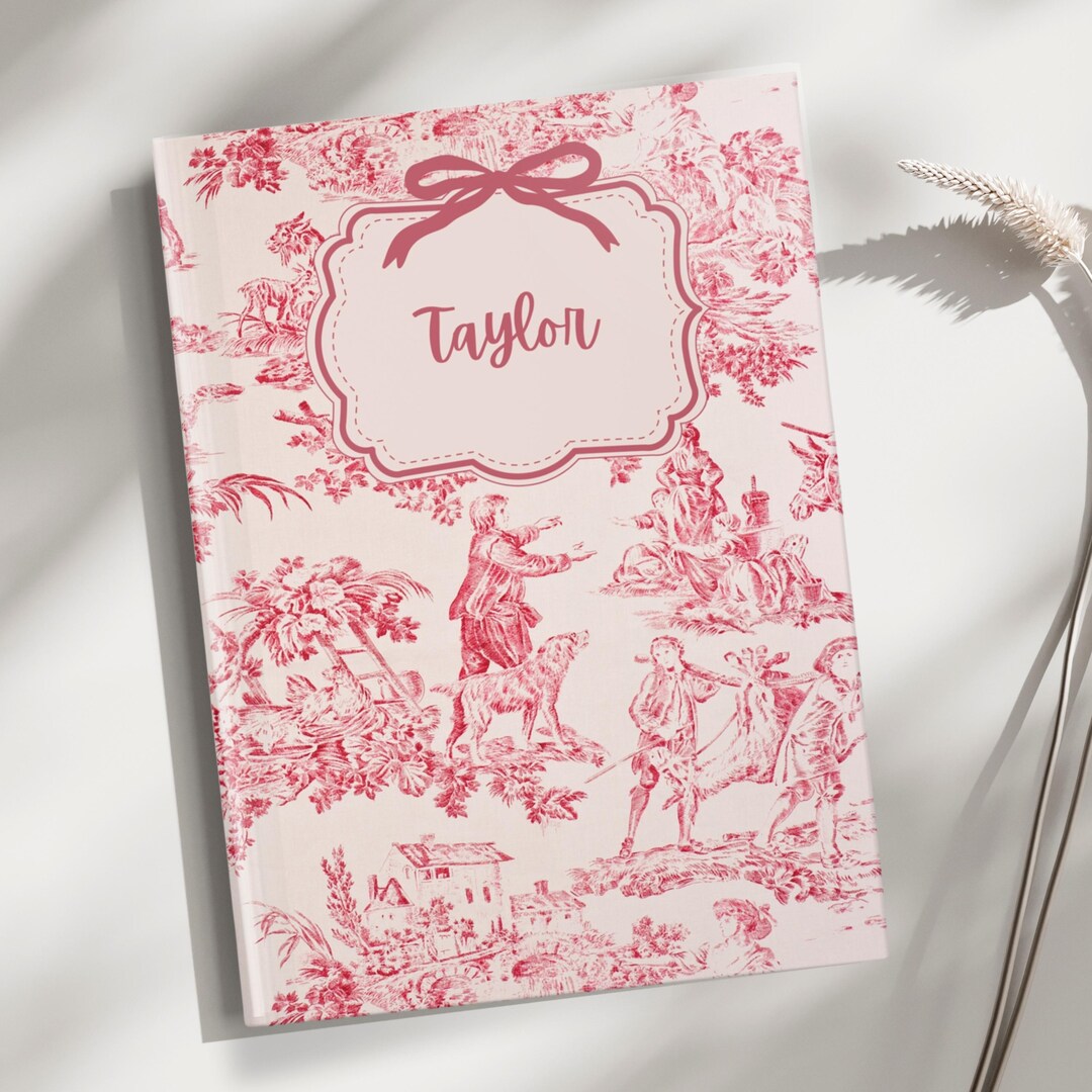 Pink Journal Diary Pink Toile De Jouy Custom Blank Notebook Add Name ...