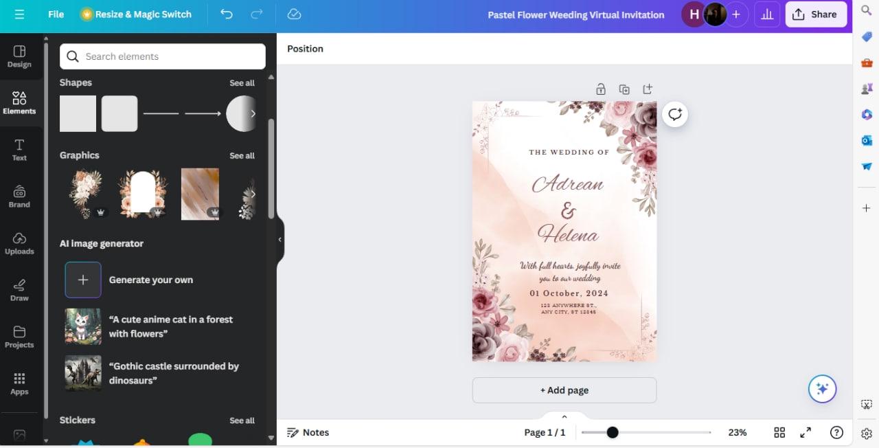 Pastel Flower Wedding Invitation Template, Printable Wedding Invitation ...