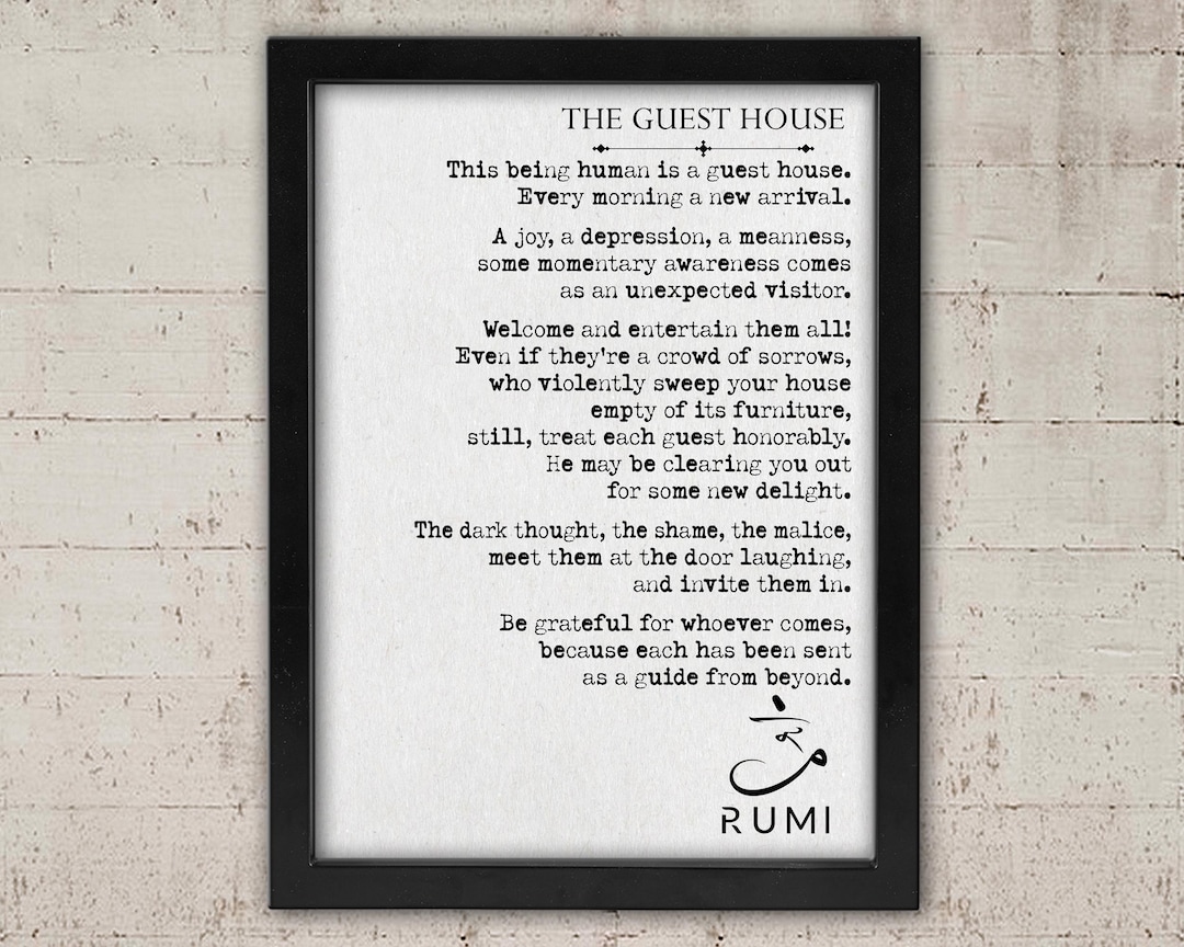 Rumi Poem Canvas, 'the Guest House' Quote, Framed Wall Art (12x16 Inch ...