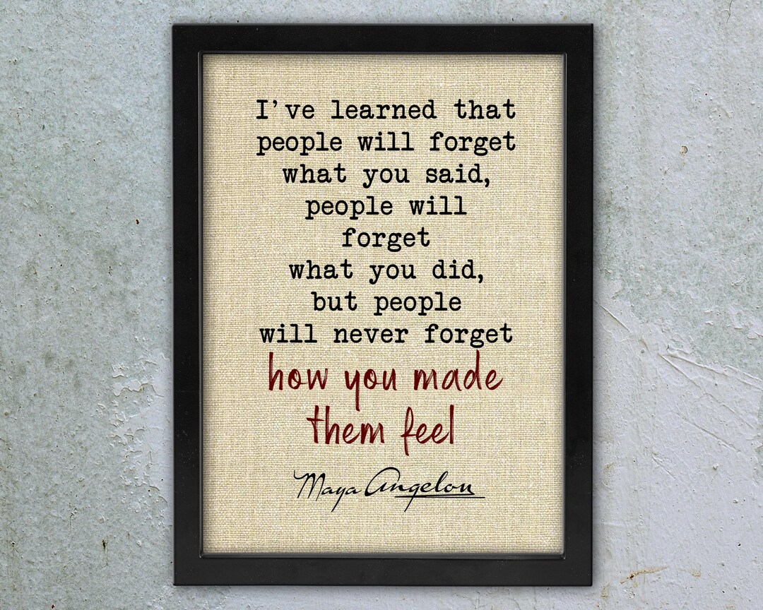 Maya Angelou Quote Framed Linen Print: Inspirational Wall Art - Etsy