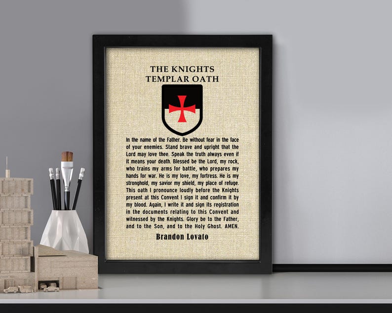 Knights Templar Oath Framed Linen Sign: Warrior Art Gift - Etsy
