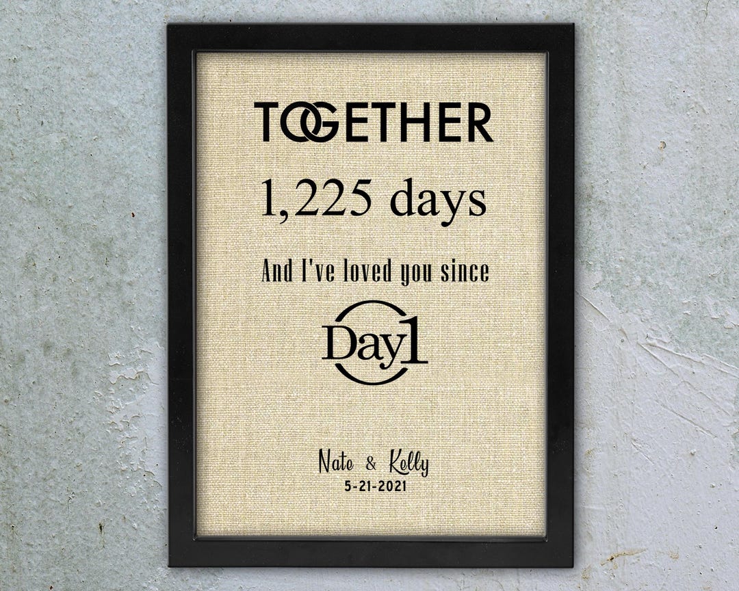 Personalized Anniversary Linen Sign: Days Together Framed Print - Etsy
